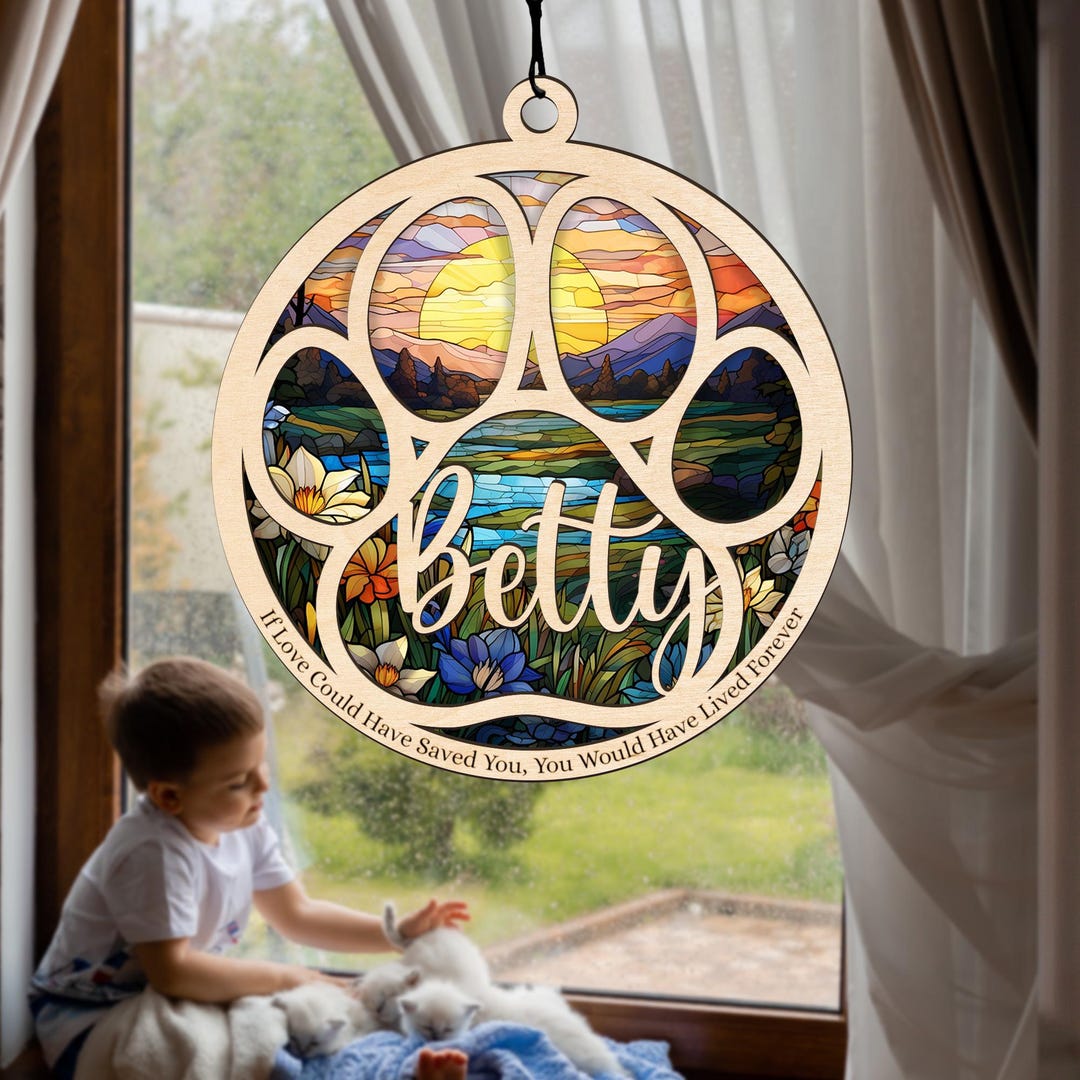 Rainbow Bridge Pet, Sun Catcher, Suncatcher Pet Memorial, Personalized ...