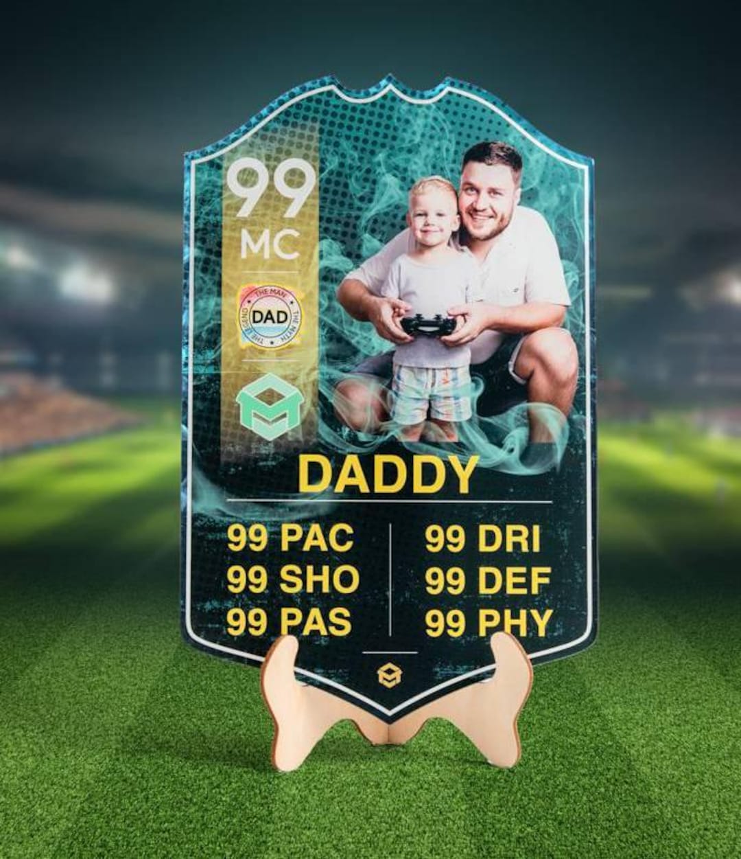 Custom Photo Acrylic Football Card Sign, Gift for Dad, Personalised ...