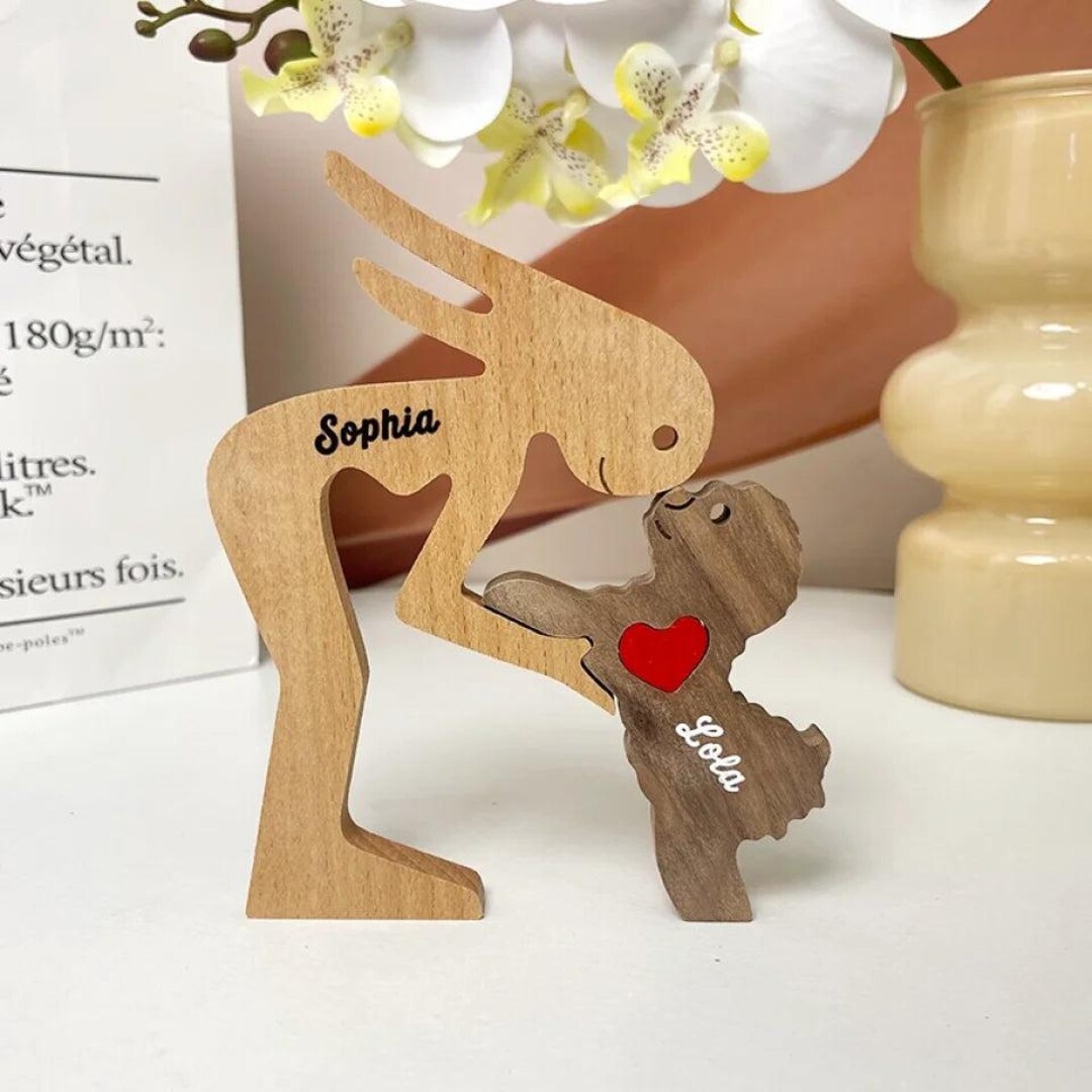 Happiness is A Warm Puppy - Dog Personalized Custom Shaped Wooden Art ...