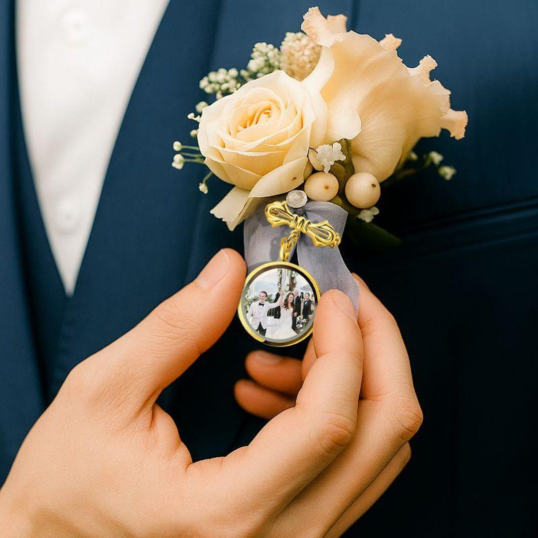 Groom Gift - Wedding Lapel Pin - Custom Photo Lapel Pin - Boutonniere ...