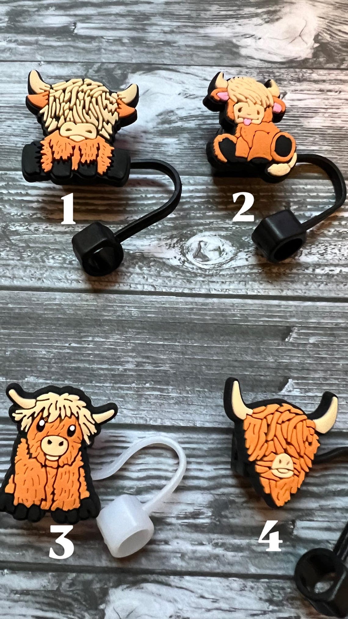 Highland Cow Straw Topper, Sports Straw Accessories, Straw Covers ...
