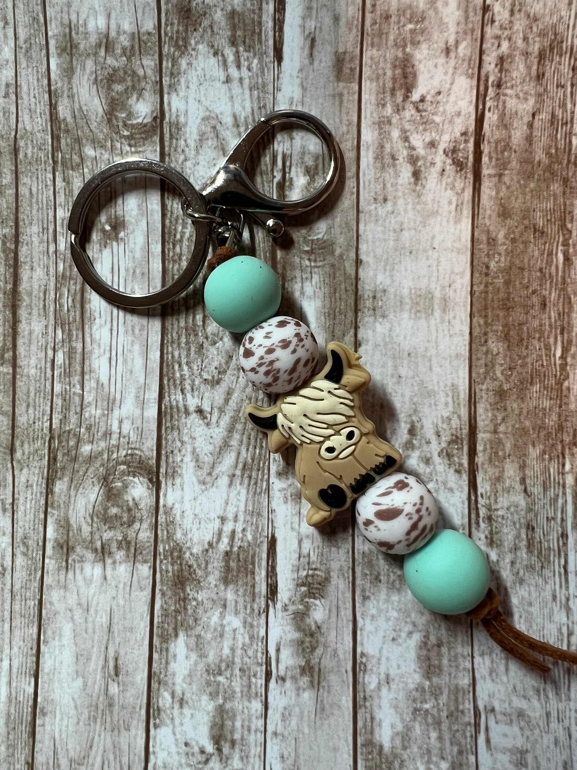 Highland Cow Keychaincow Keychainfarm Keychainsilicone Keychainboho ...
