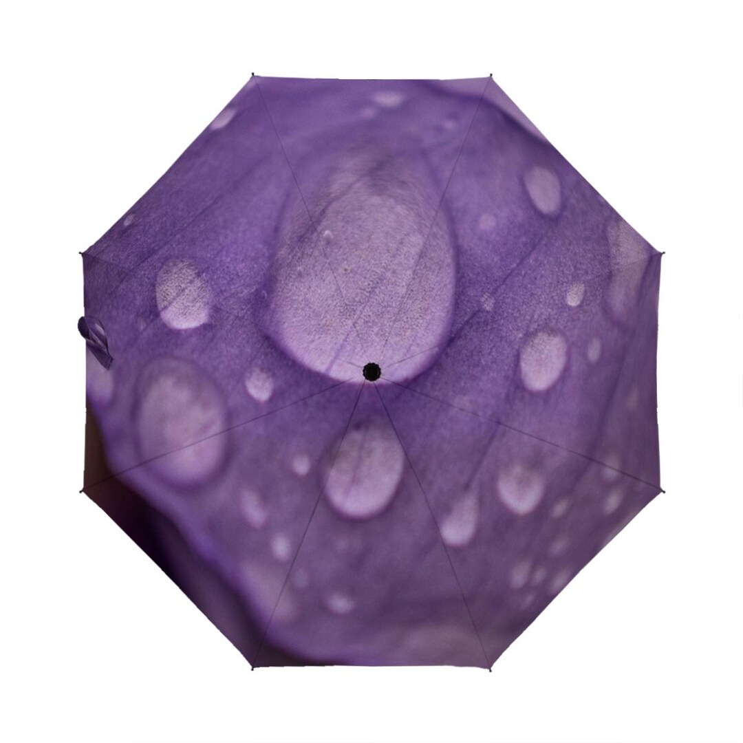 Purple Rain Umbrella Colorful Artistic Rain Drop Design Compact With ...