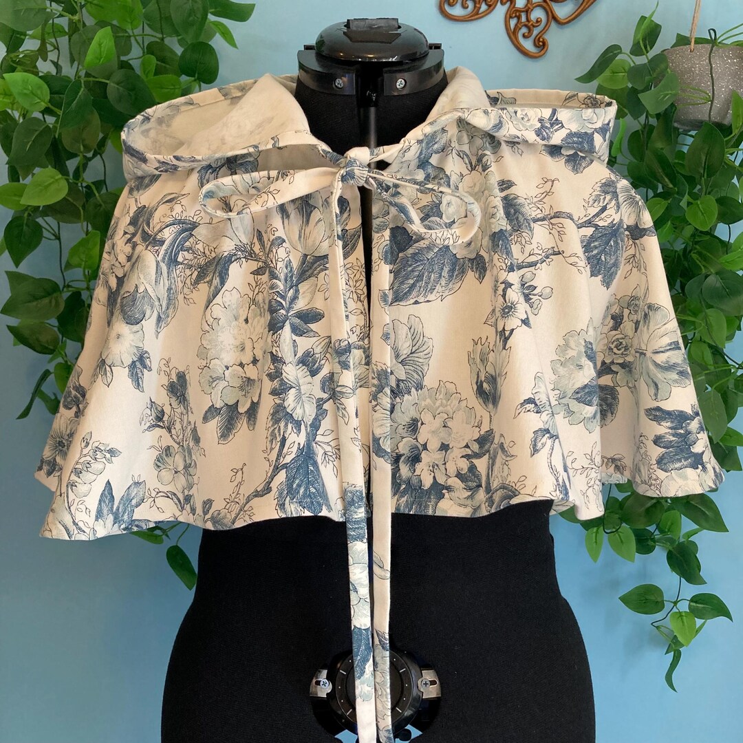 Upcycled Slate Blue Floral Fairytale Capelet Sz M - Etsy