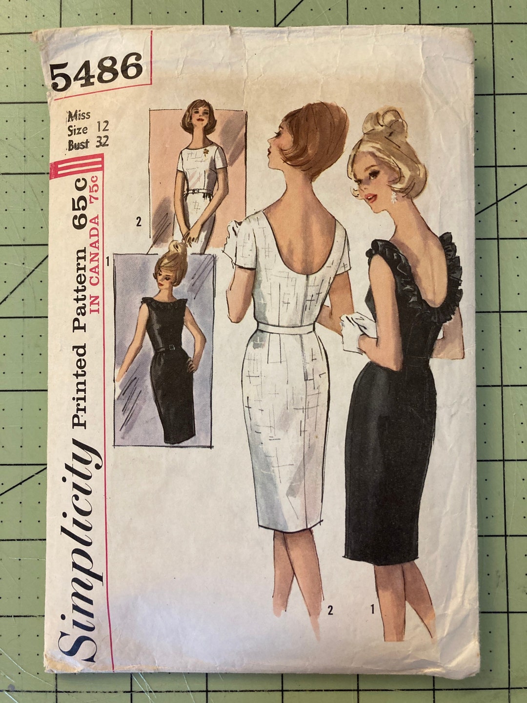 Vintage 60s Simplicity 5486 Low Back Dress Pattern Size 12 - Etsy