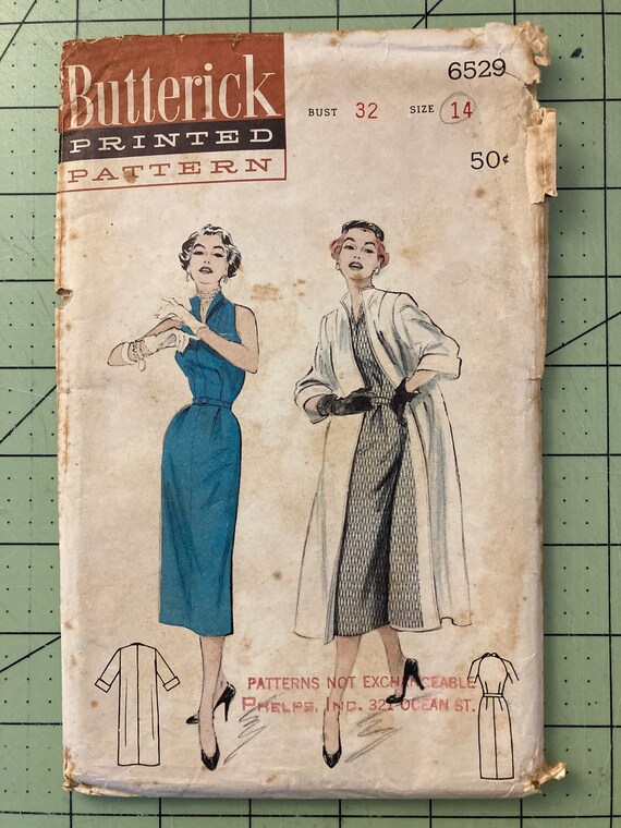 Vintage 50s Butterick 6529 Slim Dress and Coat Pattern Size - Etsy