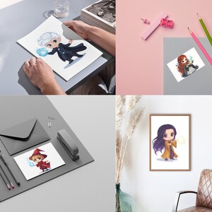 660 Chibi Magic Wizard Clipart, Cute Fantasy Characters, Witch and ...