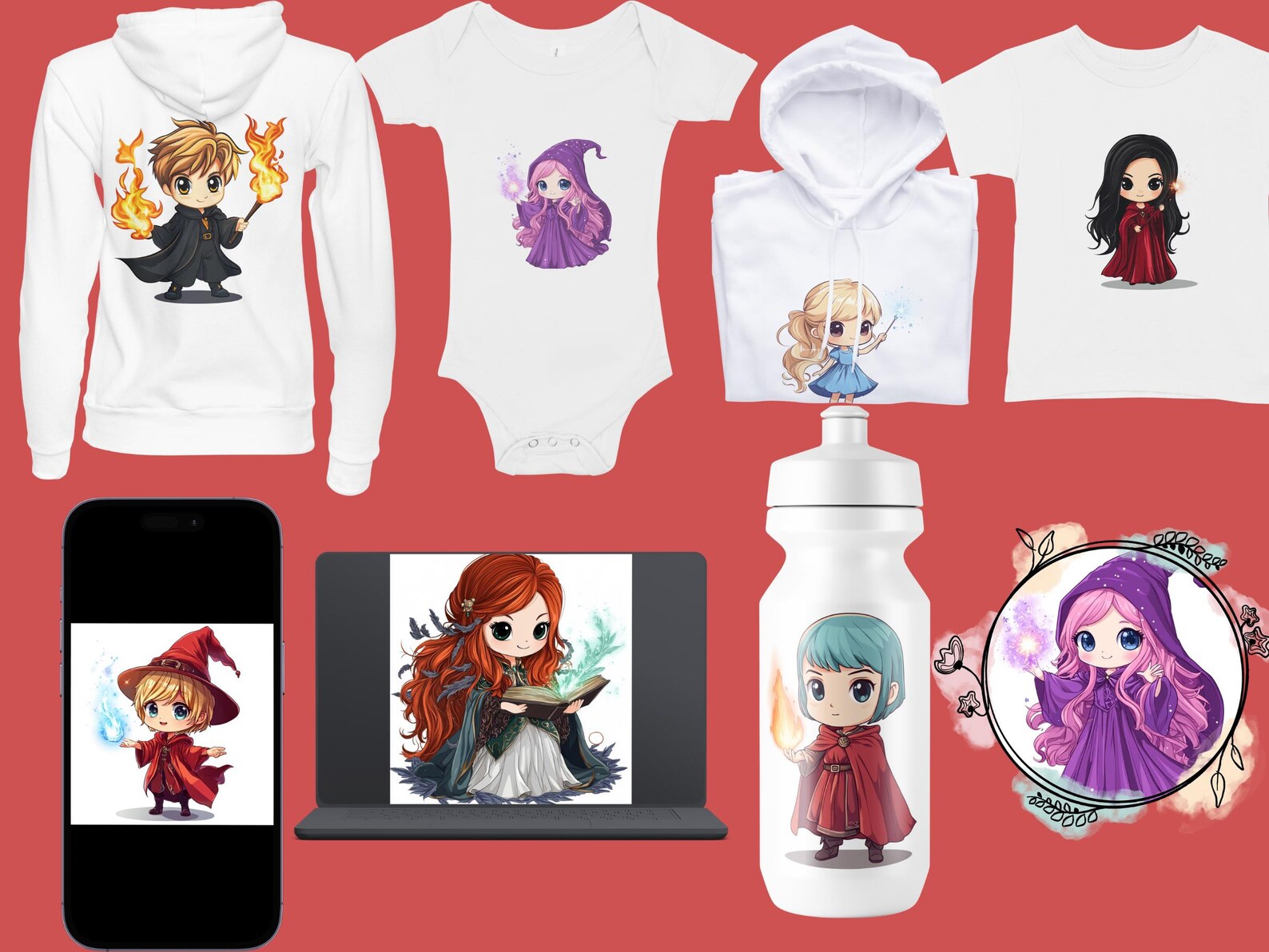 660 Chibi Magic Wizard Clipart, Cute Fantasy Characters, Witch and ...