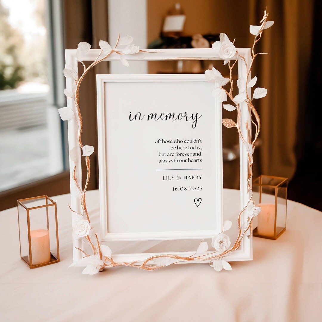 Minimalist in Loving Memory Sign Template | Printable Black & White ...