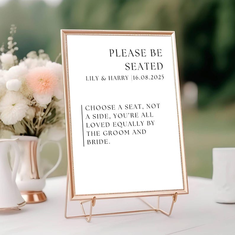 Minimalist Please Be Seated Sign Template Printable Black & White ...