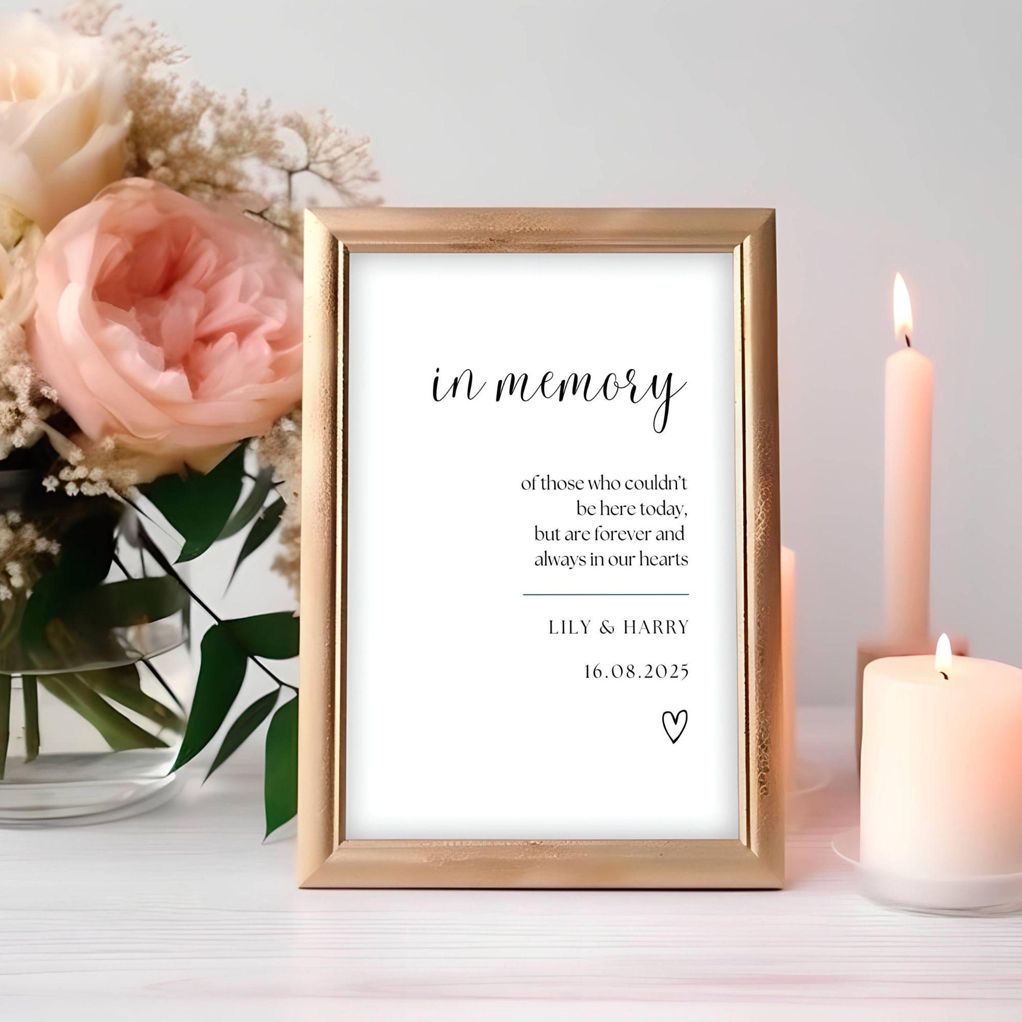 Minimalist in Loving Memory Sign Template | Printable Black & White ...