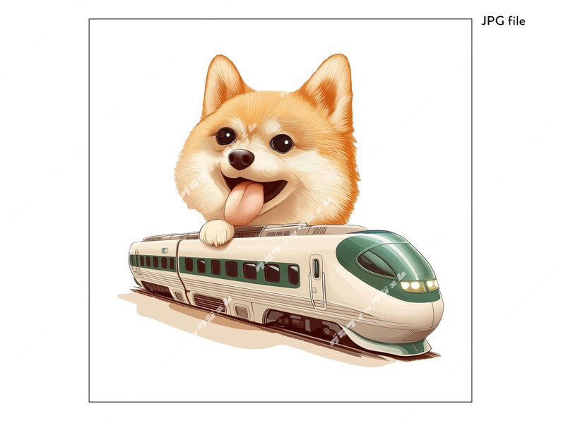 Shinkansen Bullet Train & Shiba Inu Dog Clipart | Digital Download for ...
