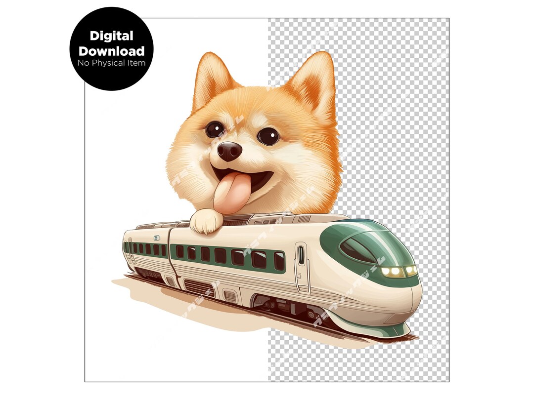 Shiba Inu & Bullet Train Clipart | Kawaii Japan Illustration (digital ...