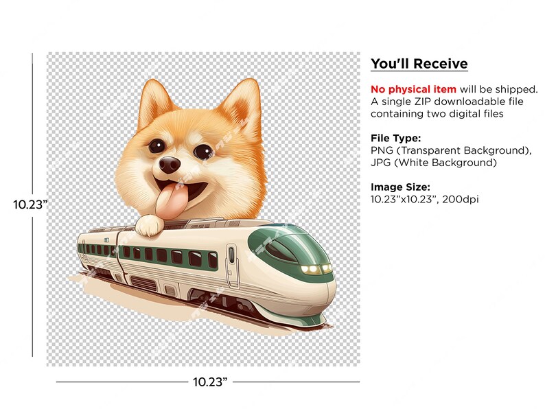 Shinkansen Bullet Train & Shiba Inu Dog Clipart | Digital Download for ...