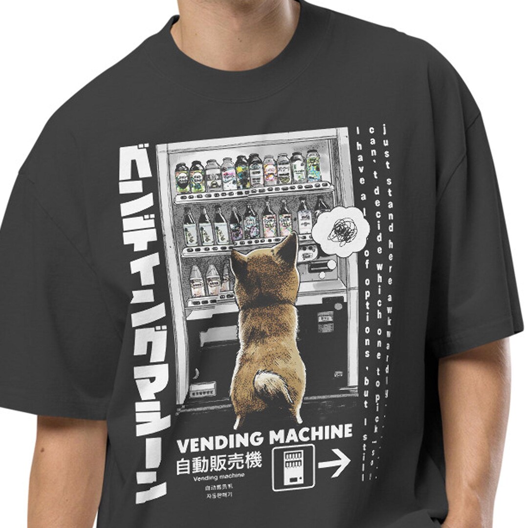 Oversized Shiba Inu Vending Machine Tee, Y2K Japanese Streetwear ...