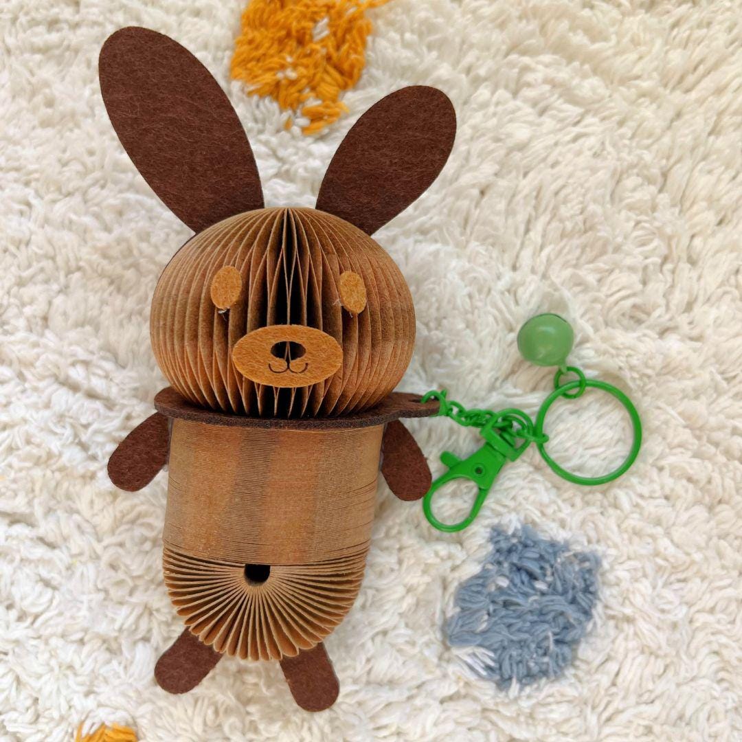 Rabbit Paper Slinky Toy Animal Bag Charms - Etsy Australia