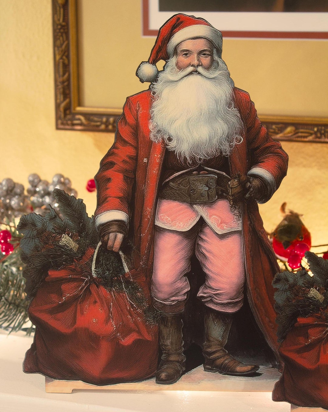 Father Christmas Retro Style, Vintage Santa Claus Cutout Standup ...