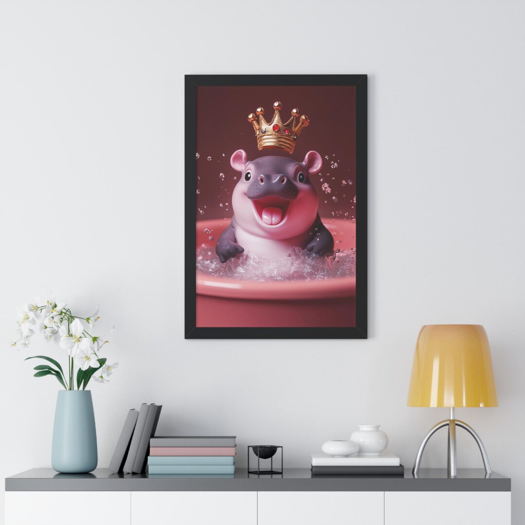 Queen Moo Deng, Pink Cheek Pygmy Hippo, Crown Princess Hippopotamus ...