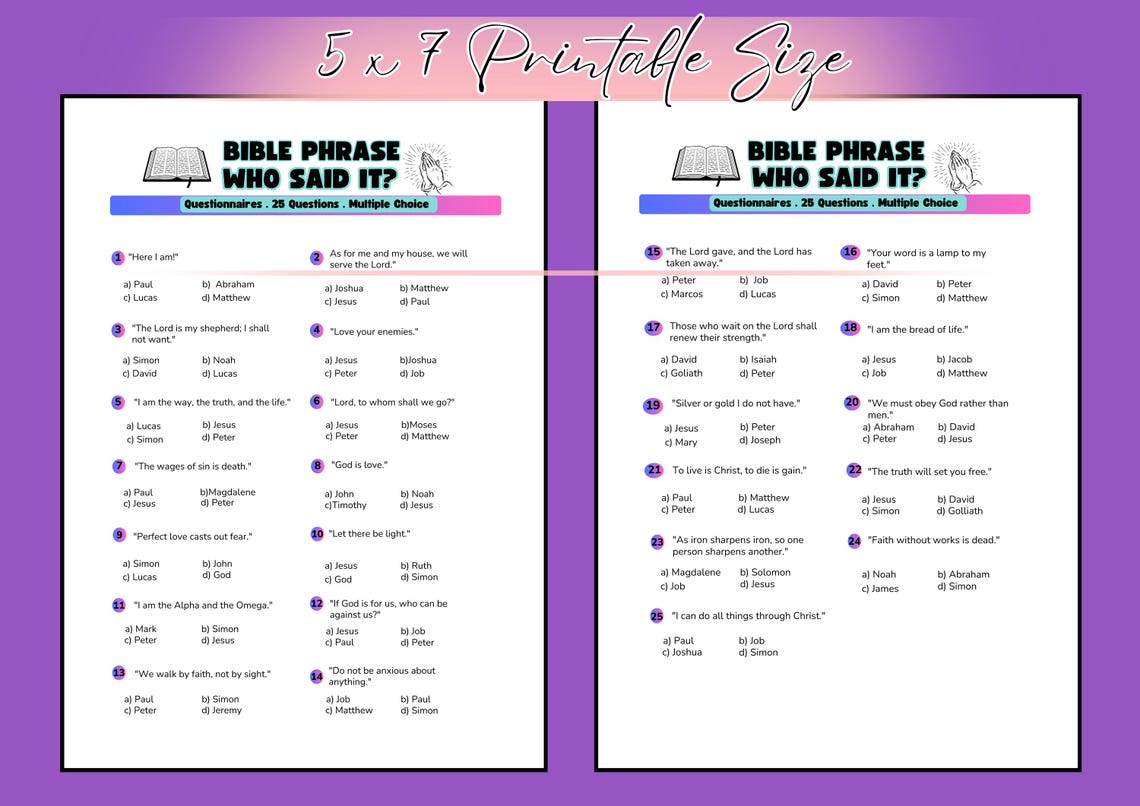 Printable Bible Verse Game: Who Said It? (digital Download) - Etsy