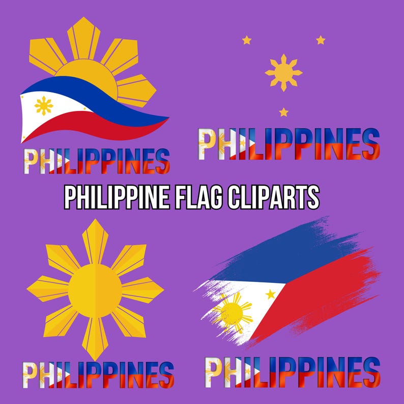 Philippine Flag Clipart: High-res PNG Bundle for Sublimation - Etsy