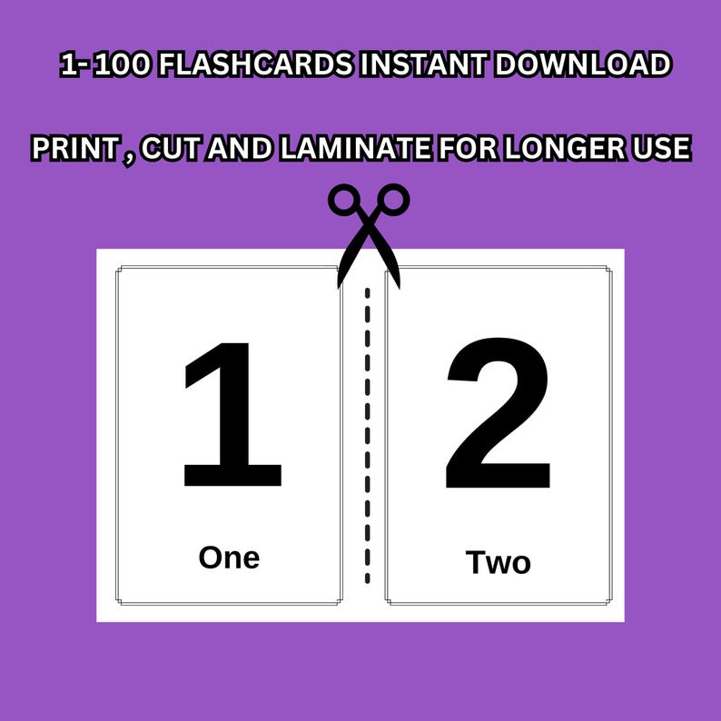 Number Flashcards 1-100: Toddler Learning Cards (digital Download ...