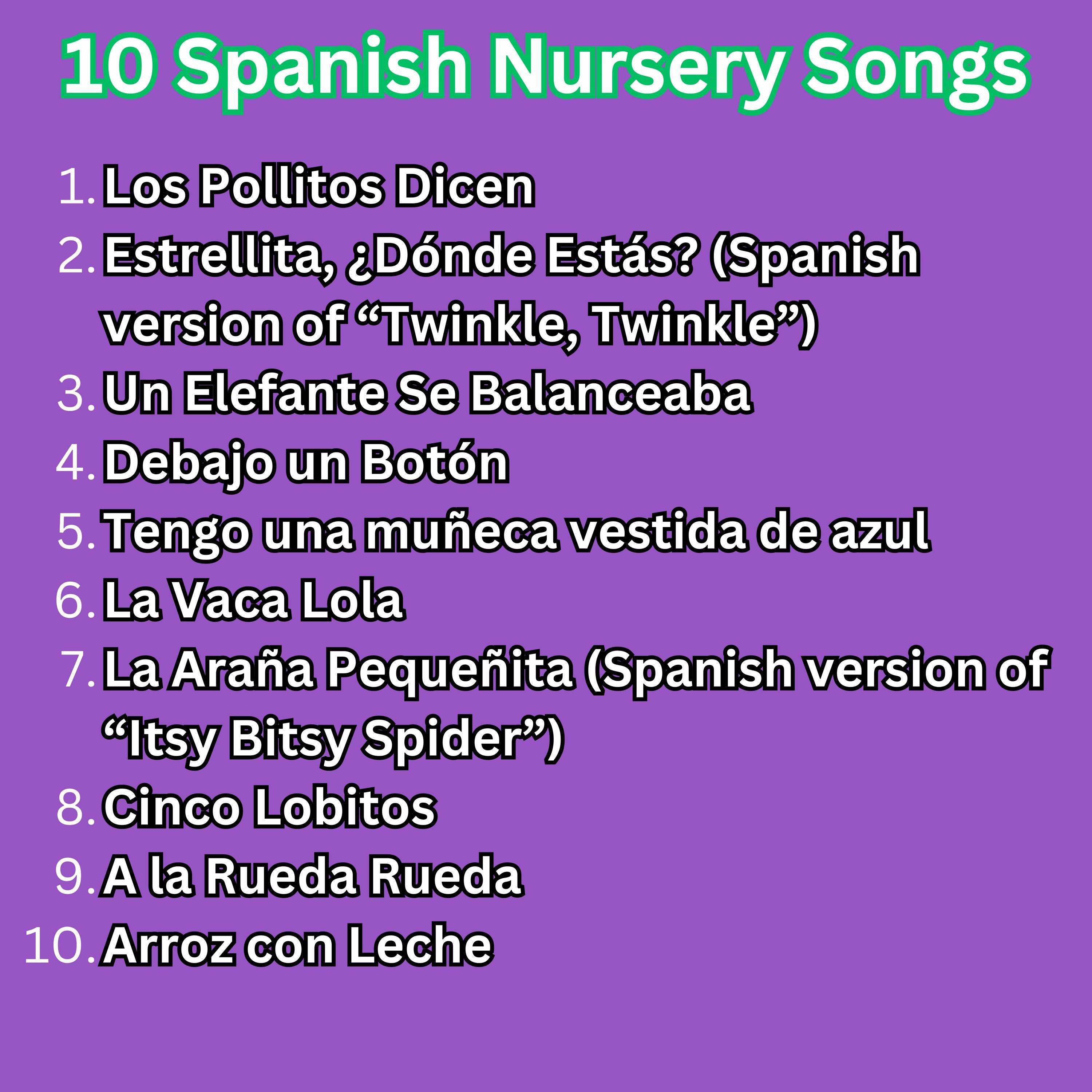 Spanish Nursery Rhymes Poster Set, Bilingual Kids Songs (PDF Download ...