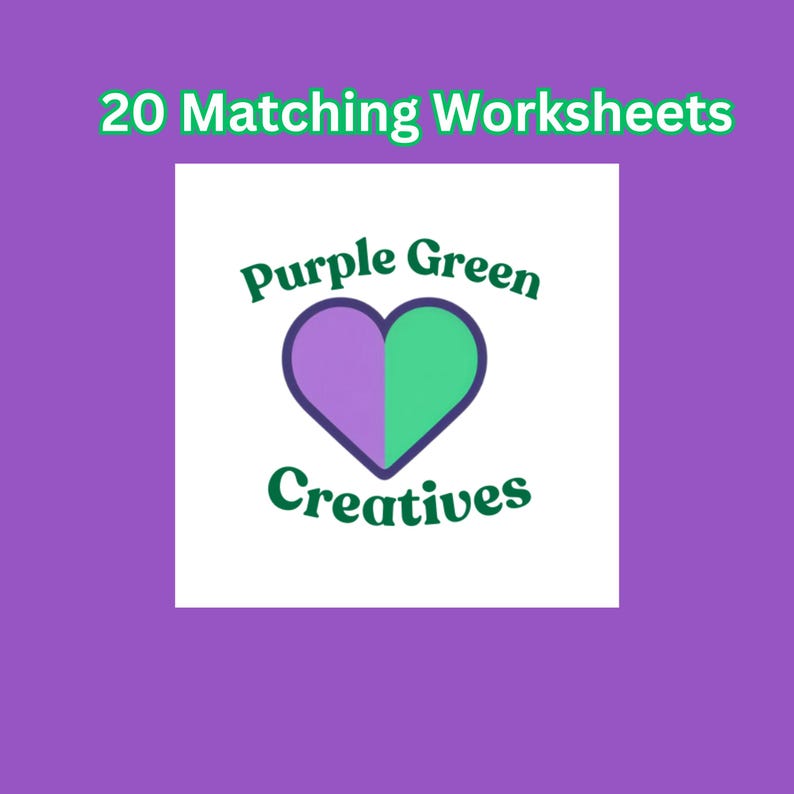 Preschool Matching Worksheet: 20 Kids Activity Pages (printable) - Etsy