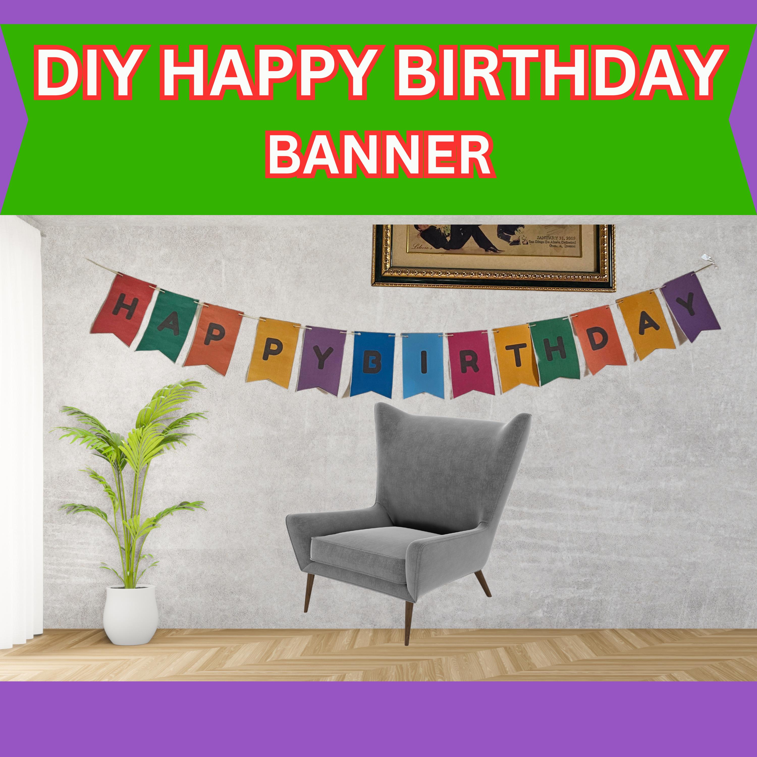 Colorful Happy Birthday Banner Printable: DIY Party Decoration (PDF ...