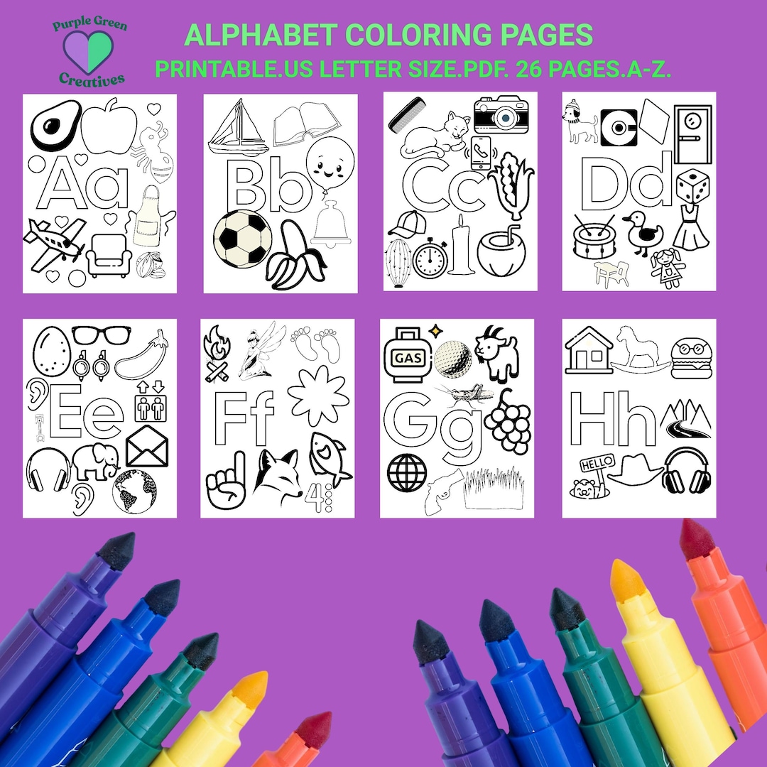 Alphabet Coloring Pages A-Z: Kids ABC Worksheet (digital Download) - Etsy
