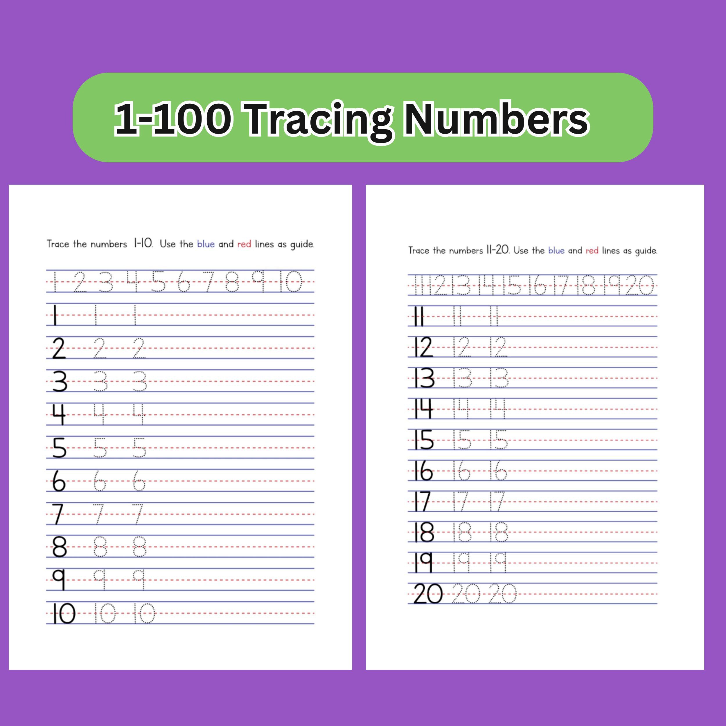 Number 1-100 Tracing, Printable Worksheet Page Number, Worksheet ...