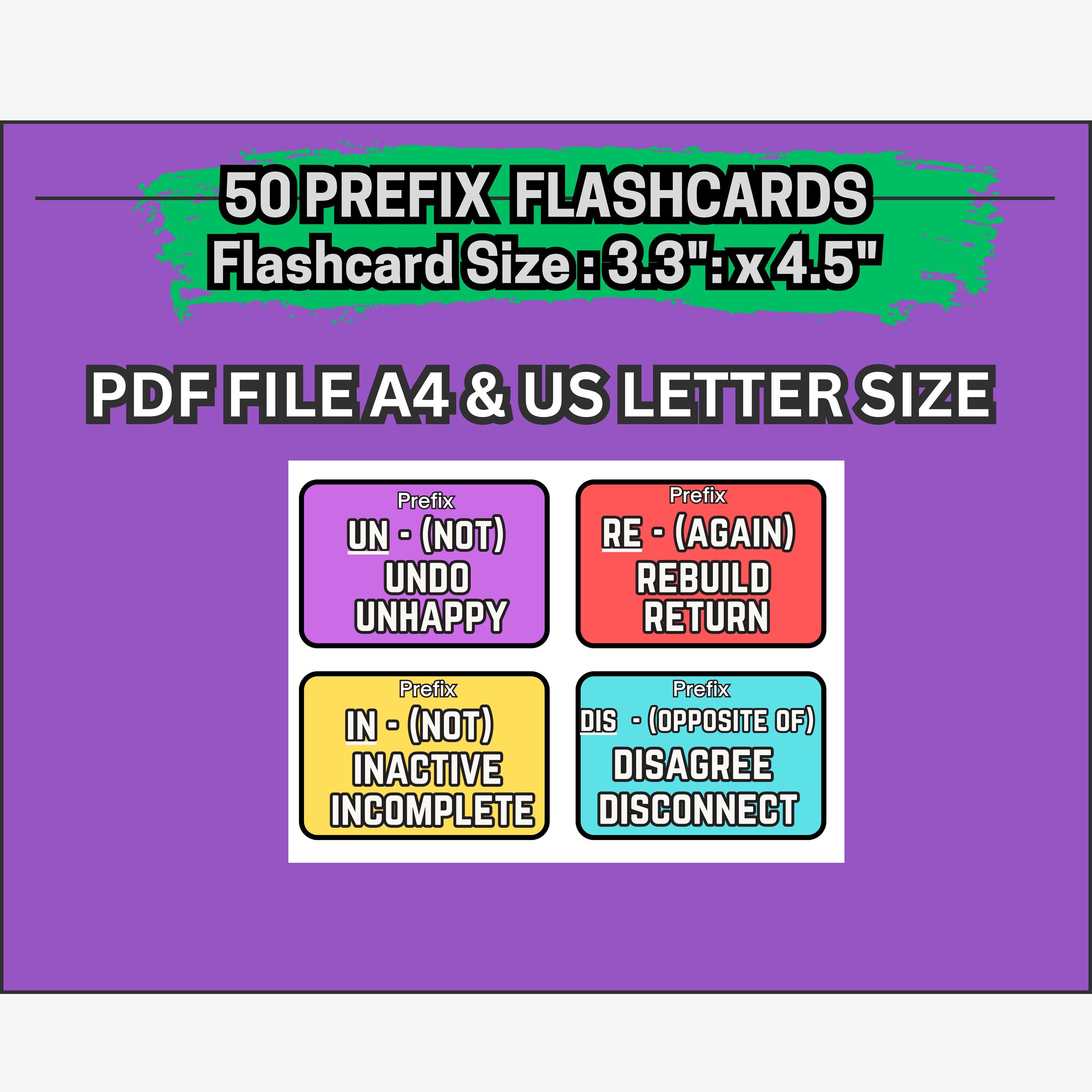 Prefix Suffix Flash Card Suffix Prefix English Grammar Downloadable ...