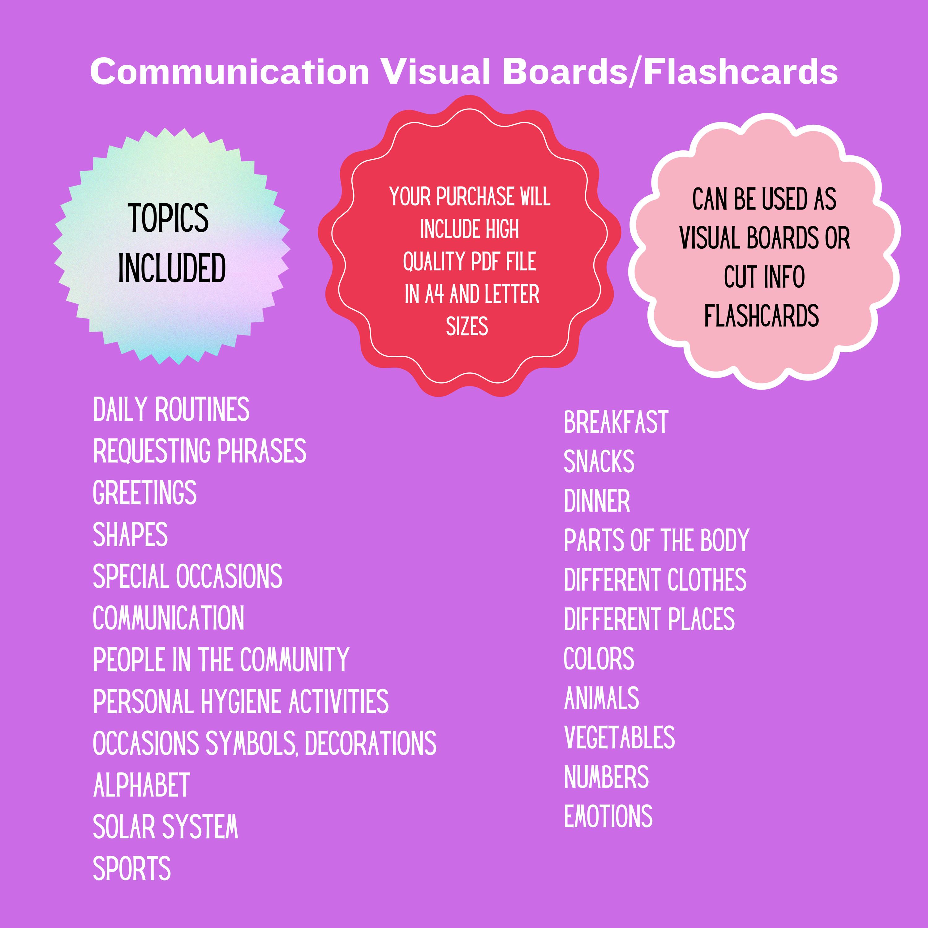 Communication Cards, Visual Cards, Daily Routine Cards, Visual Boards ...