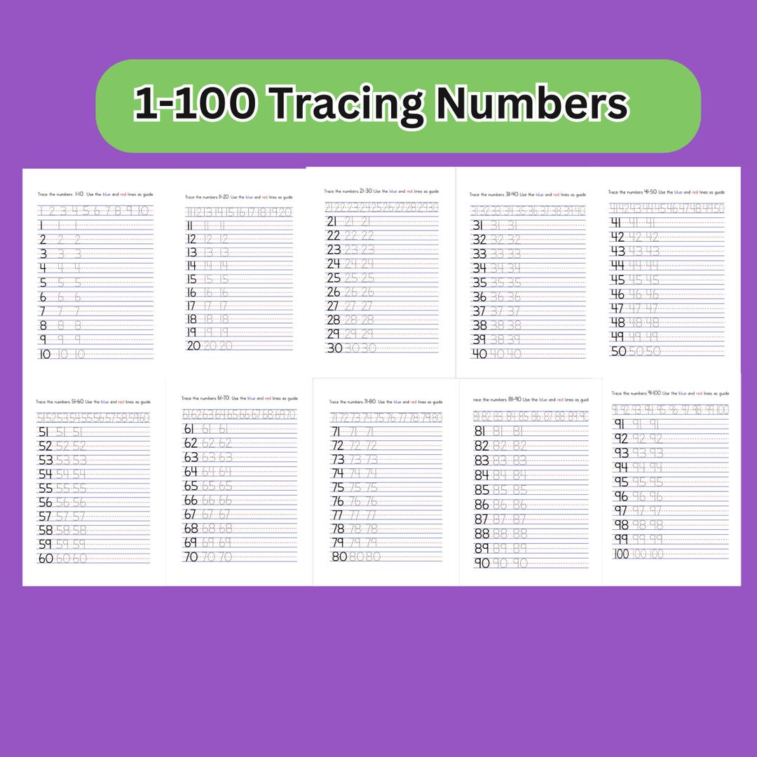 Number 1-100 Tracing, Printable Worksheet Page Number, Worksheet ...