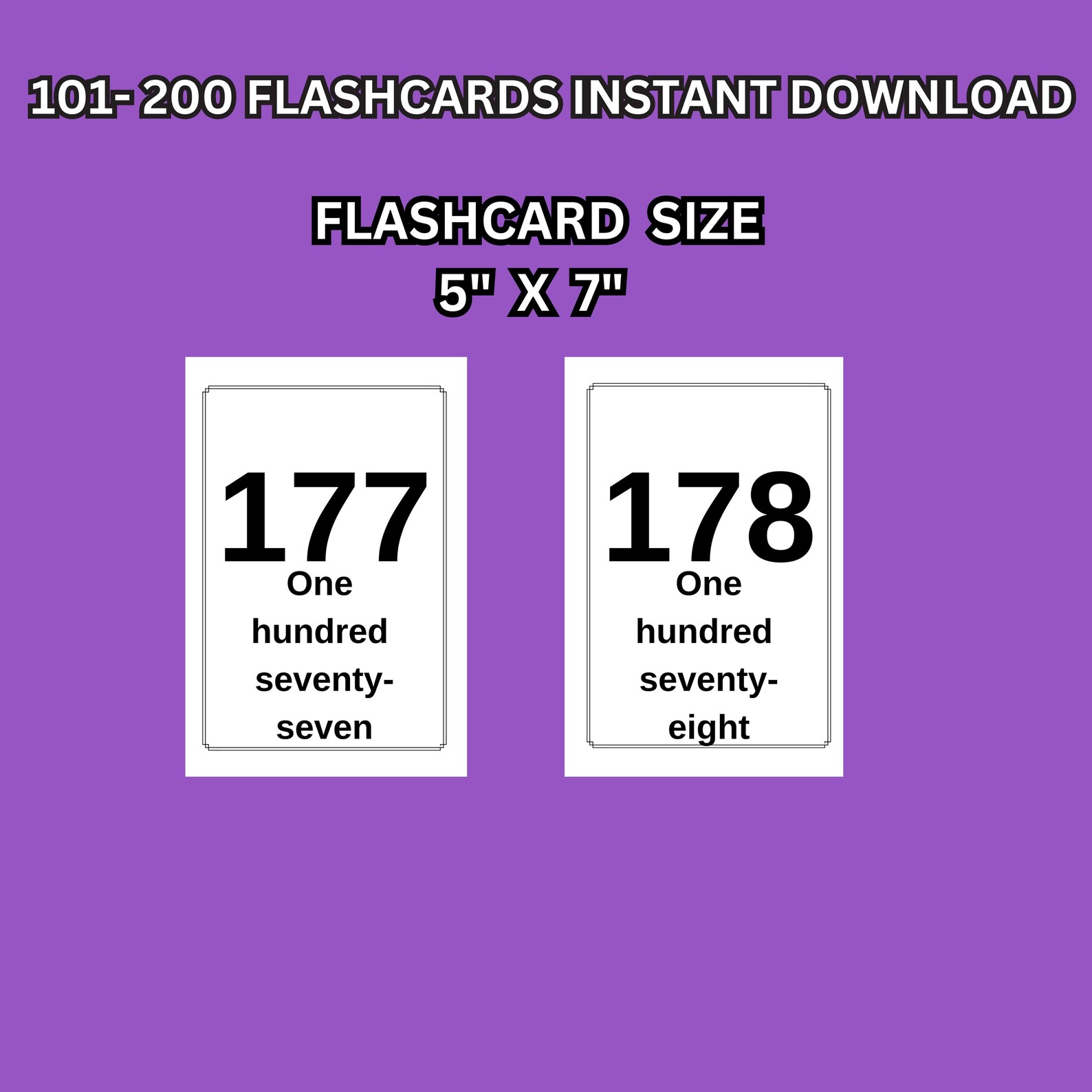 Number Flashcards 101-200 (digital Download) - Etsy