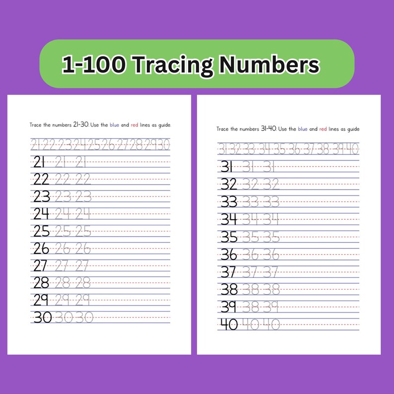 Number 1-100 Tracing, Printable Worksheet Page Number, Worksheet ...