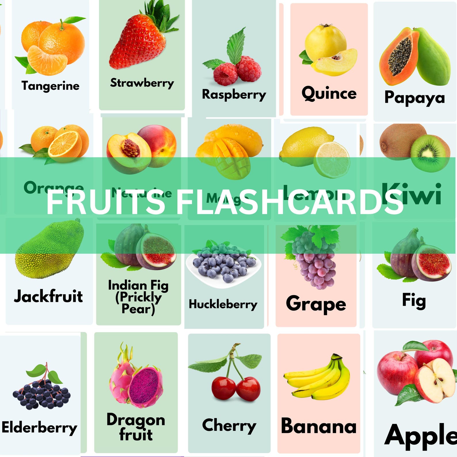 Flashcard for Toddler 1-3 Alphabet Fruit ABC Fruits Flashcard Letter ...