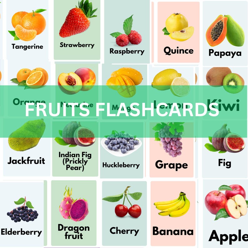 Flashcard for Toddler 1-3 Alphabet Fruit ABC Fruits Flashcard Letter ...