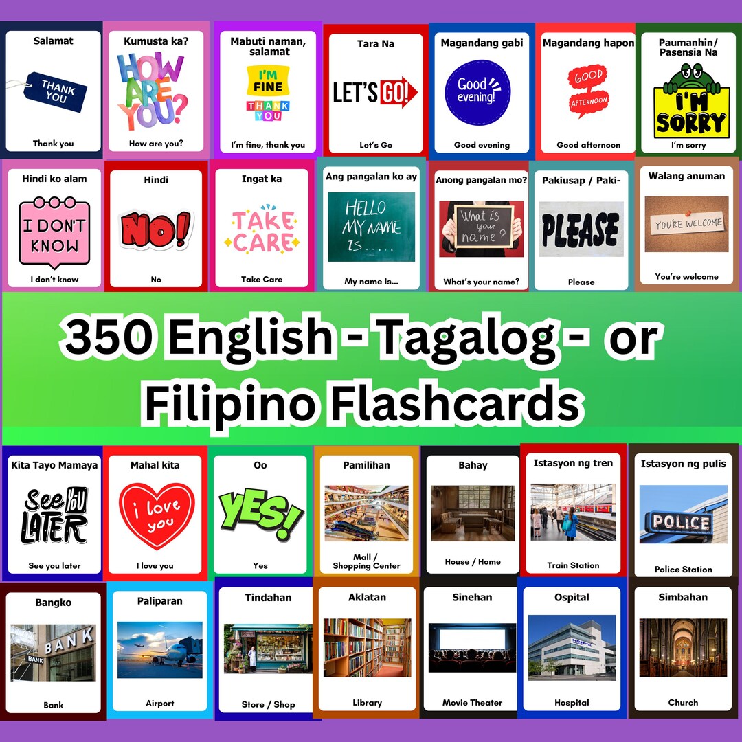 Tagalog English Flashcards: Bilingual Learning for Kids (PDF Download ...