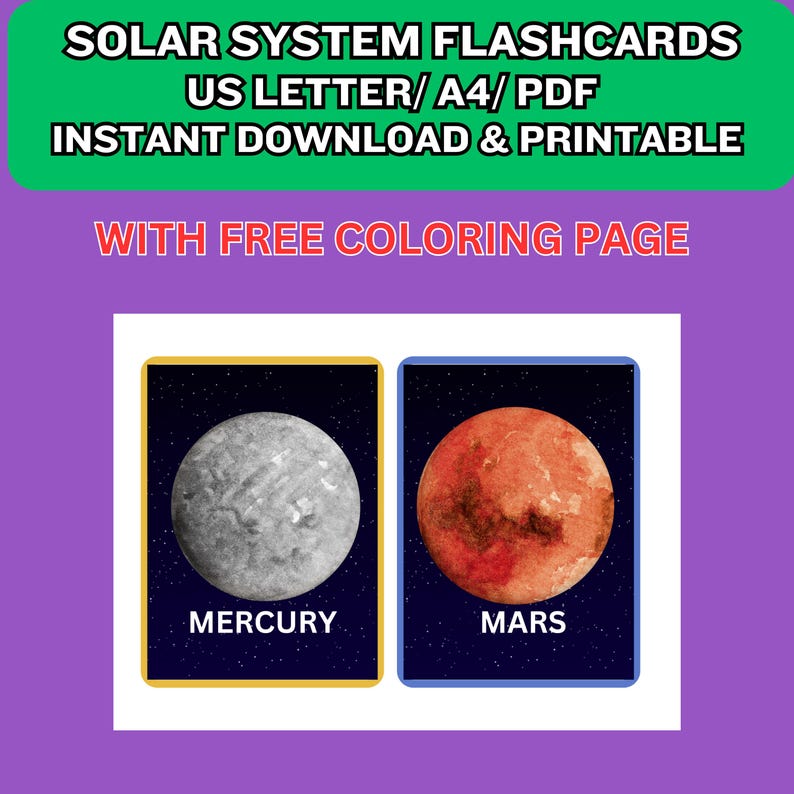 Solar System Flashcard for Kids Flashcard Solar System Planets ...