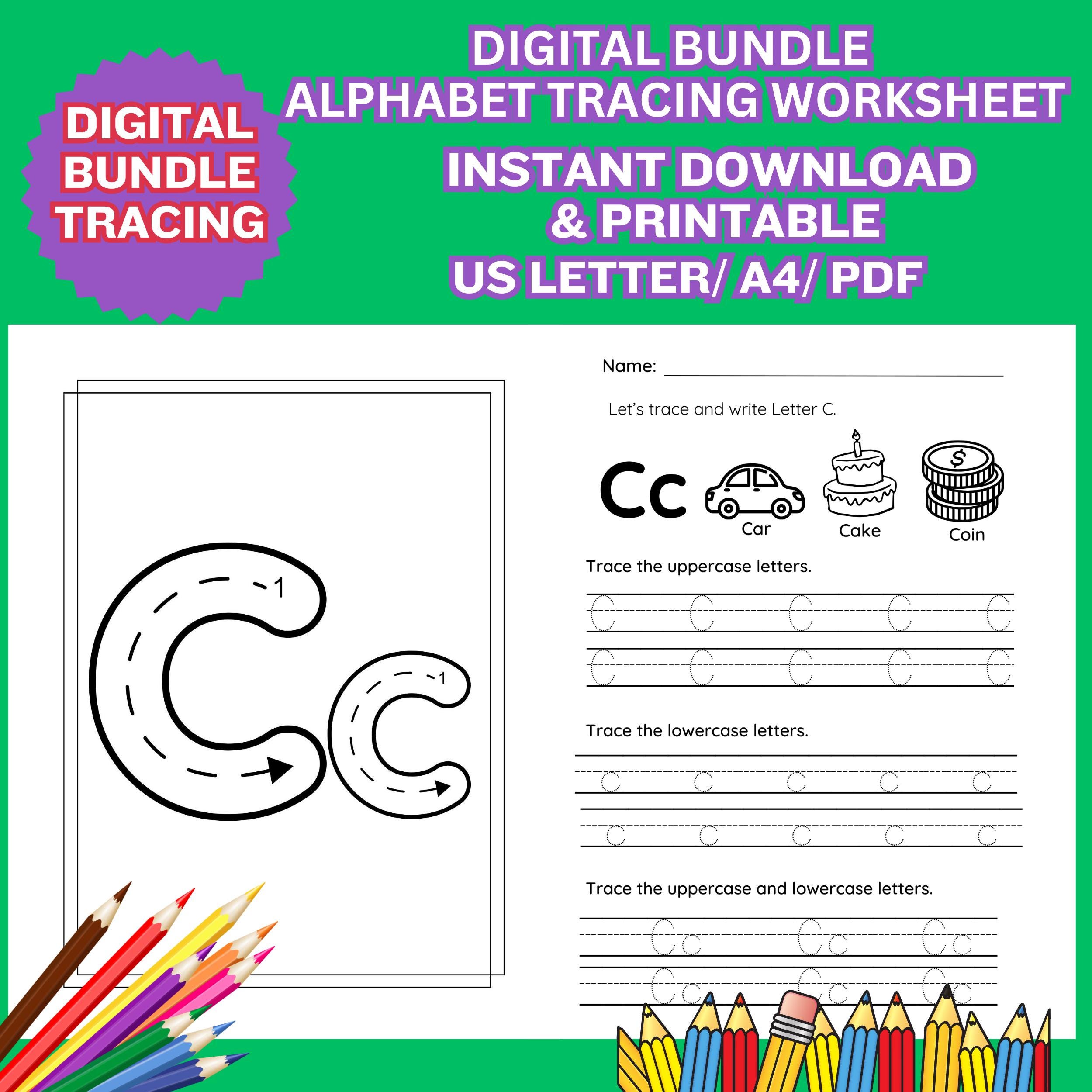 Worksheet Tracing Alphabet Writing ABC Tracing Printable Worksheet ABC ...