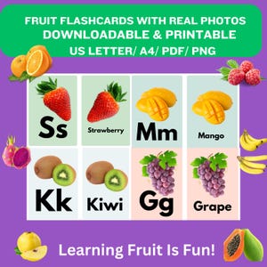 Flashcard for Toddler 1-3 Alphabet Fruit ABC Fruits Flashcard Letter ...