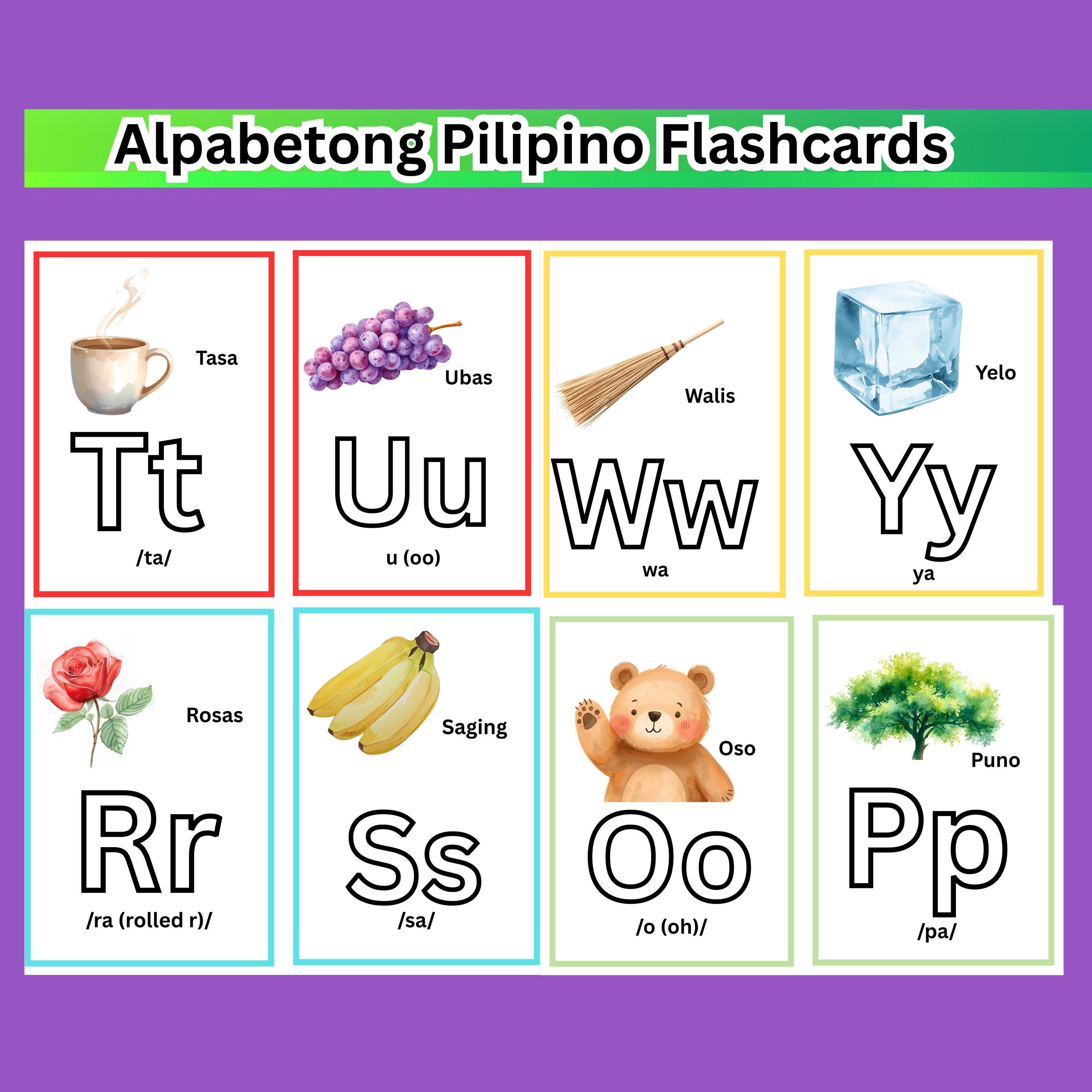 Filipino Alphabet Flashcards Printable, Tagalog ABC Cards for Kid ...