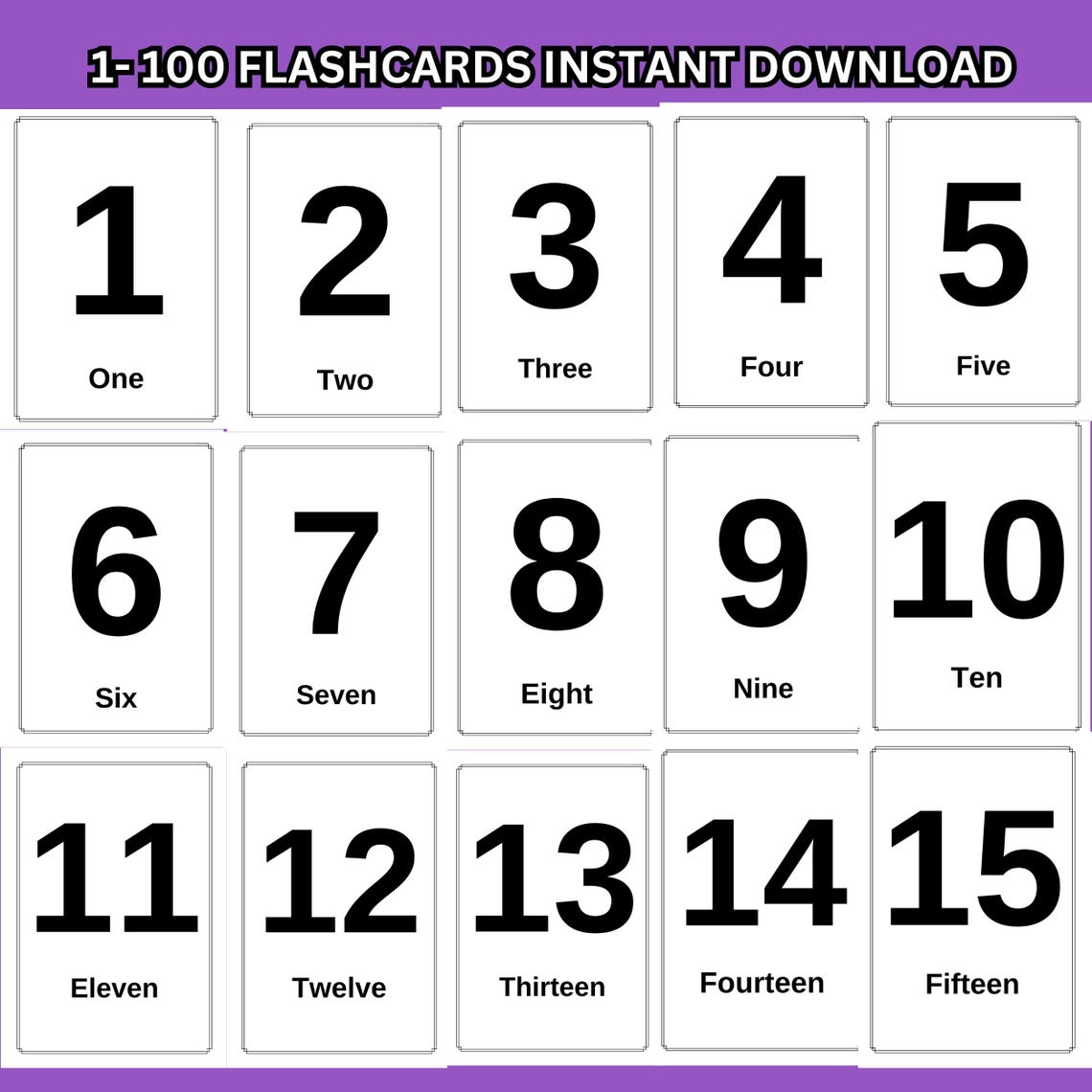 Number Flashcards 1-100 Flashcards Counting Number Flashcard for ...