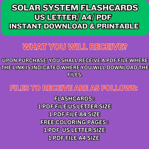 Solar System Flashcards: Planet Learning Cards + Coloring Page (digital ...