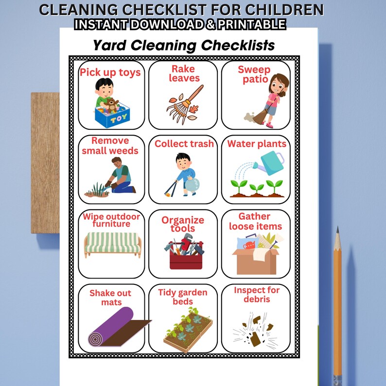 Kid Cleaning Checklist, Child Cleaning Routine, Kids Daily & Weekly ...