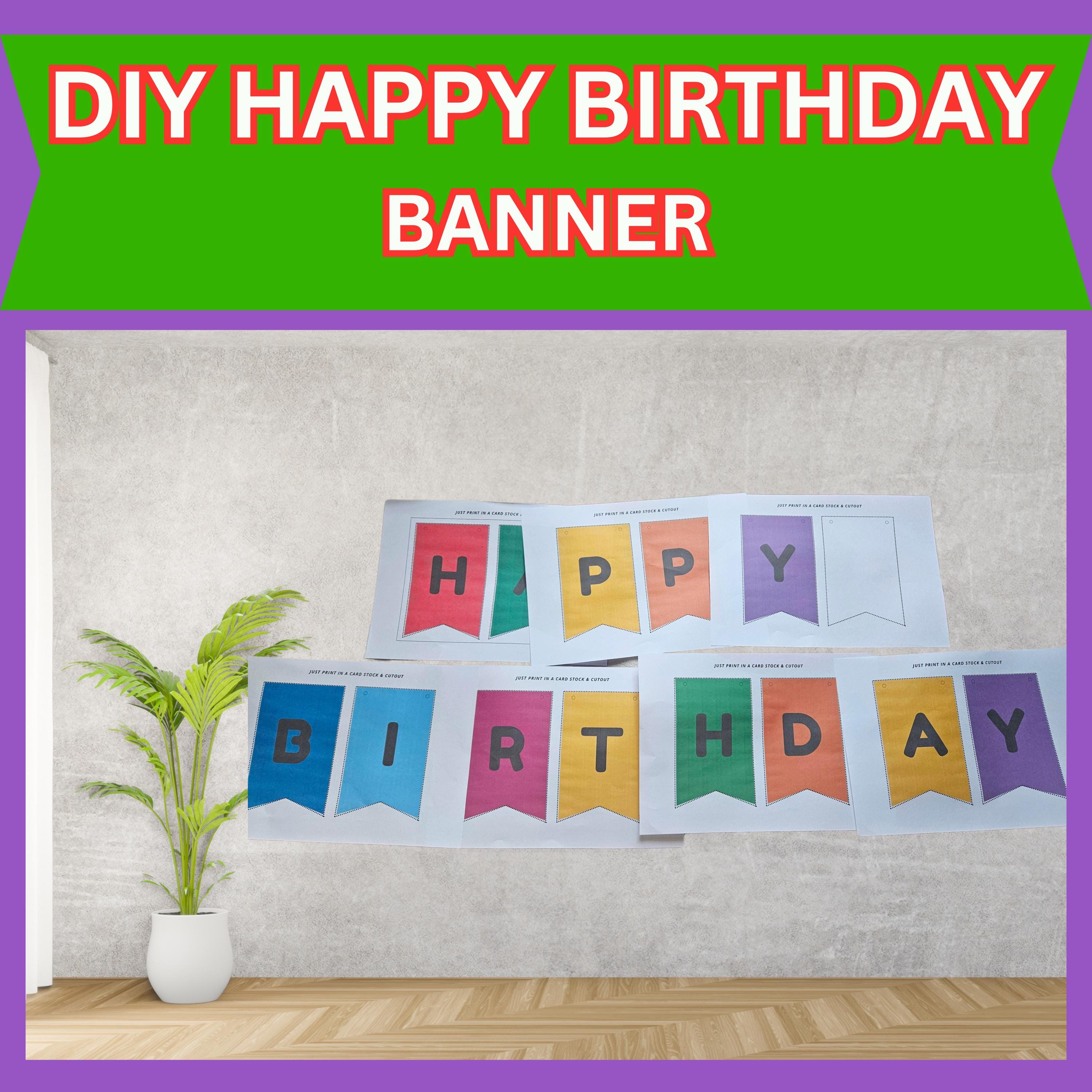 Colorful Happy Birthday Banner Printable: DIY Party Decoration (PDF ...
