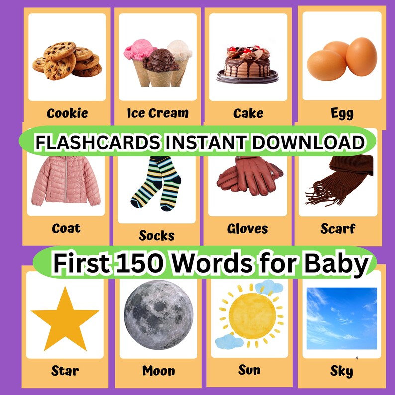 First 150 Words Flashcards for Baby (instant Download) - Etsy