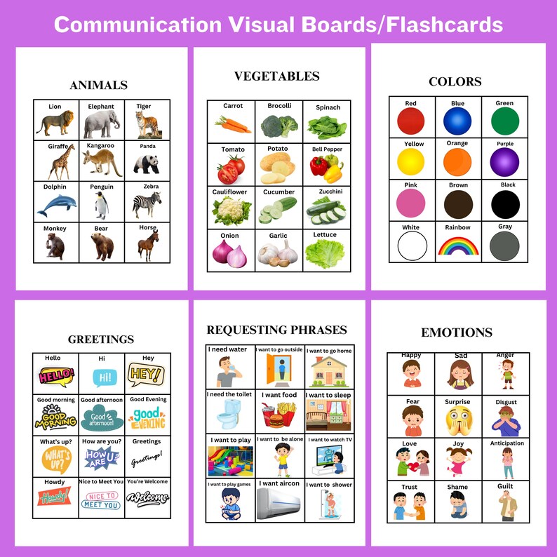 Communication Cards, Visual Cards, Daily Routine Cards, Visual Boards ...