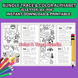 Bundle ABC Tracing and Coloring Letters Preschool Nursery Homeschool ...