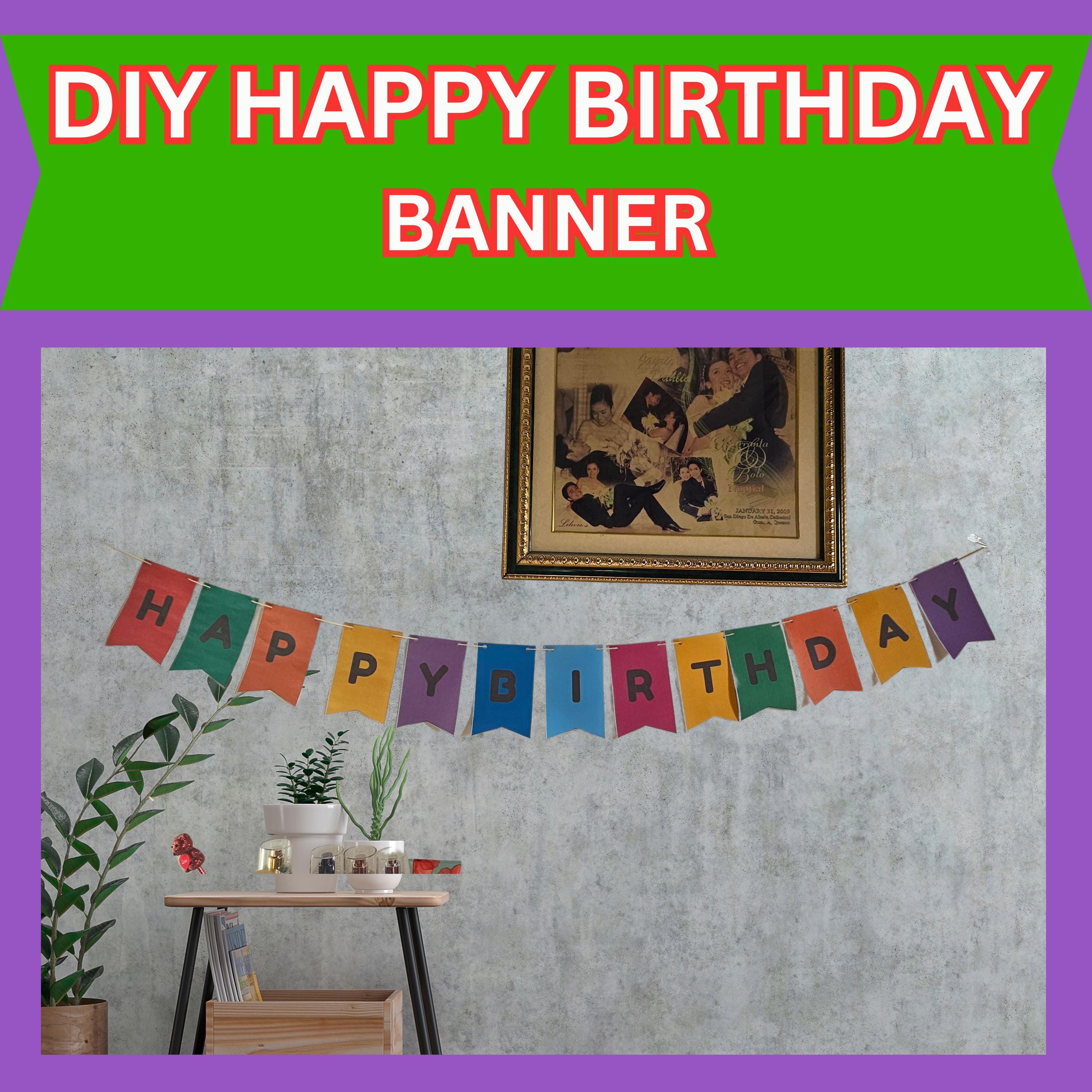 Colorful Happy Birthday Banner Printable: DIY Party Decoration (PDF ...
